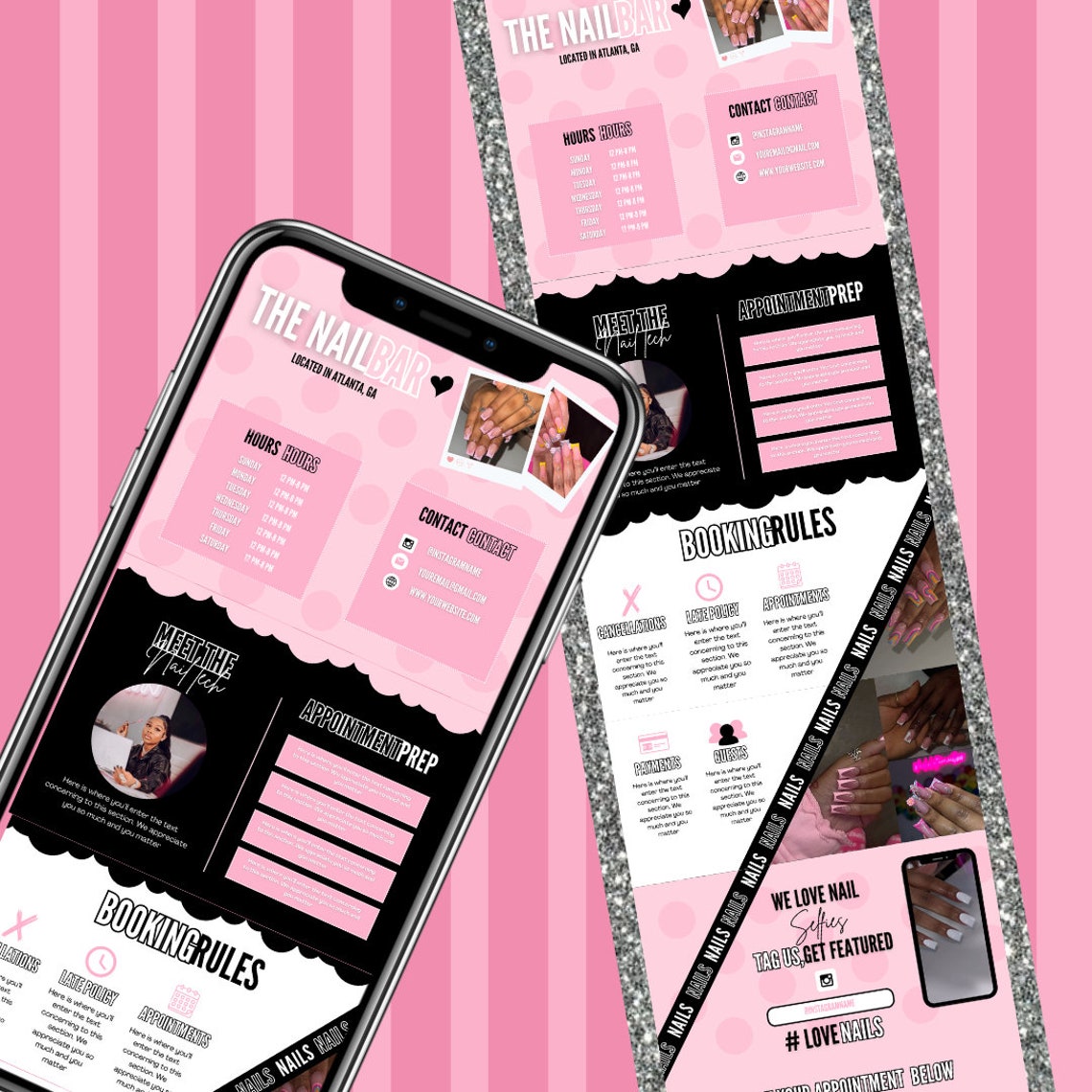 VS PINK Inspired Nail Tech Acuity Scheduling Template (PDF) - Etsy