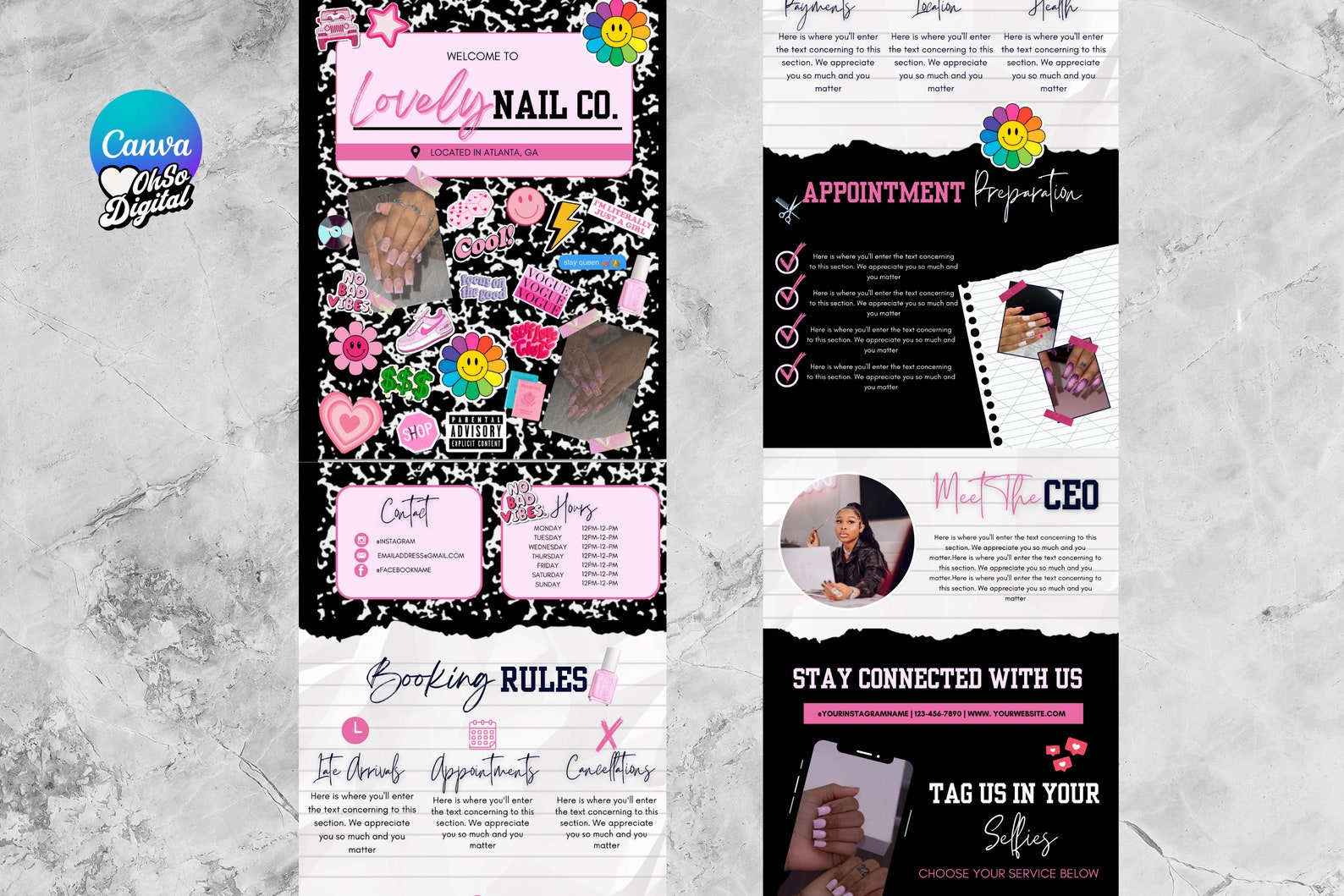 Y2k Pink Composition Notebook Website Template: Nails, Hair, Makeup ...