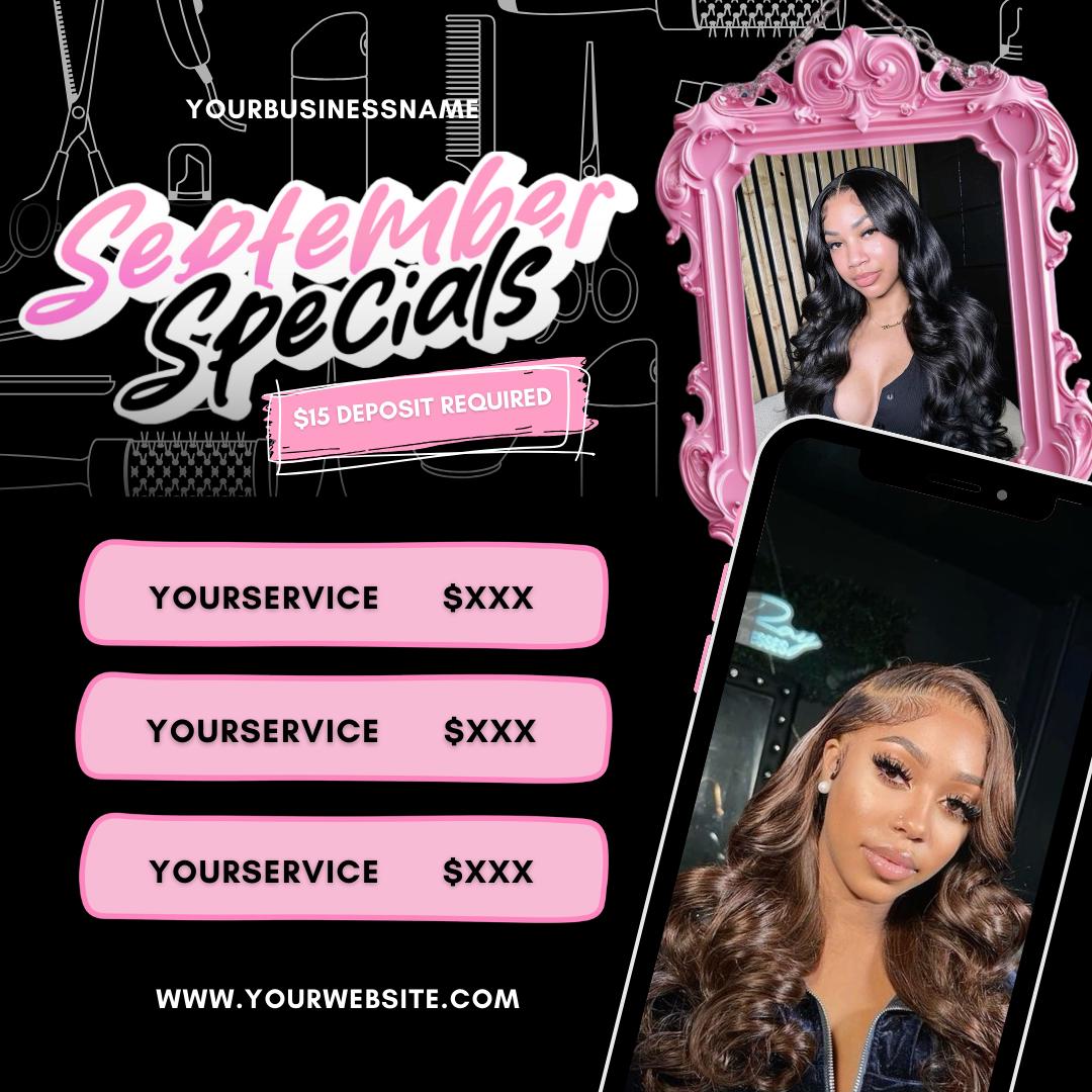 Editable September Specials Flyer, September Bookings, September ...