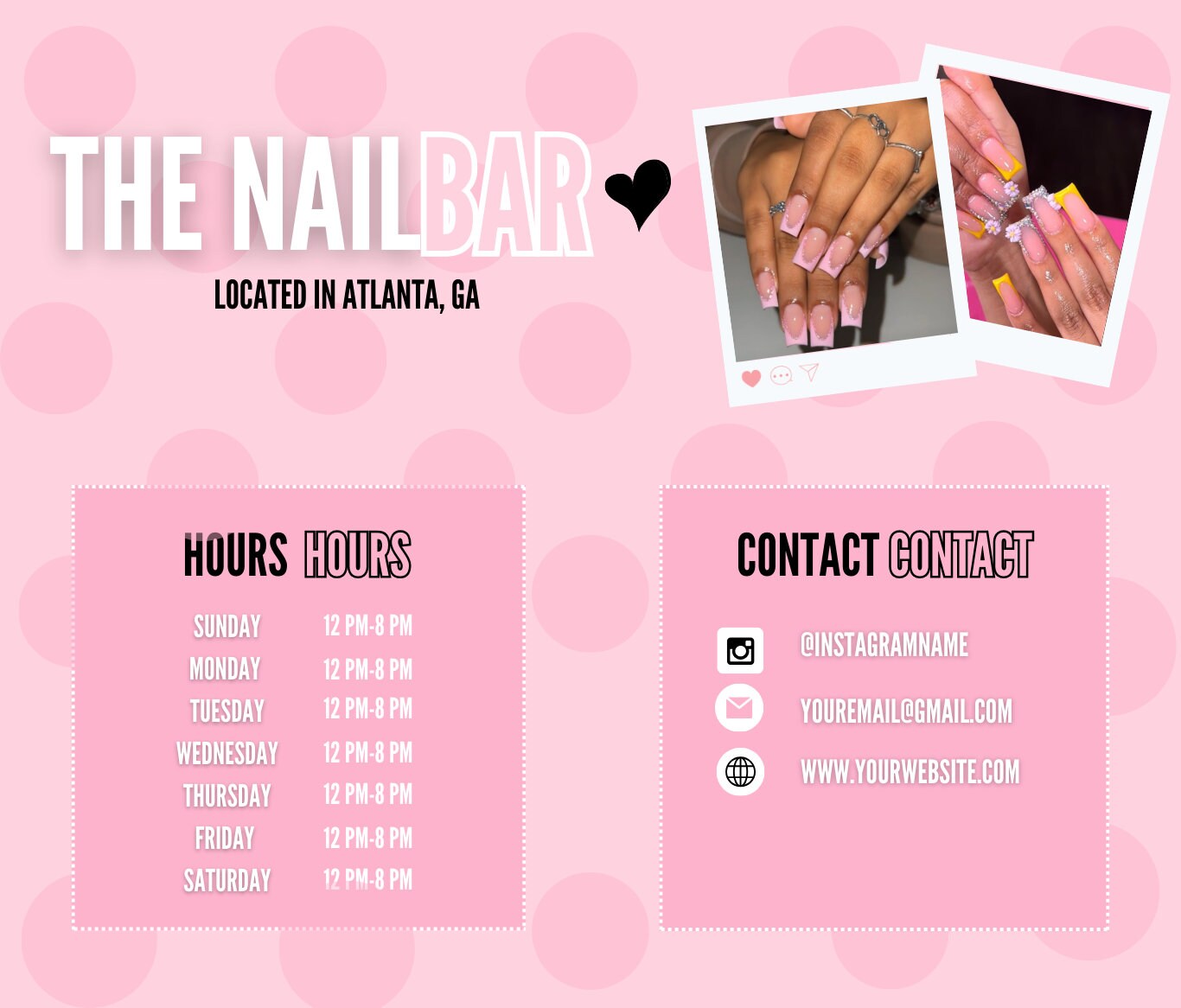 VS PINK Inspired Nail Tech Acuity Scheduling Template (PDF) - Etsy