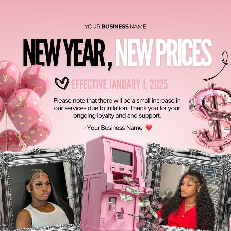 DFY New Years, New Prices Pricelist, New Year Price Increase Flyer With ...