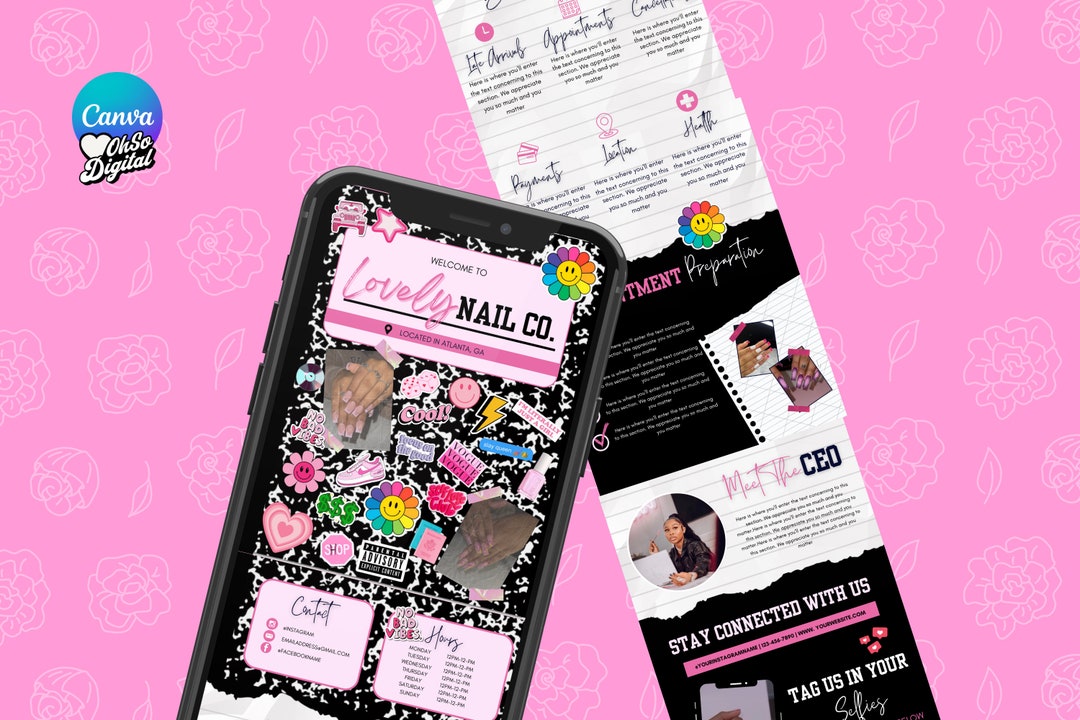 Y2k Pink Composition Notebook Website Template: Nails, Hair, Makeup ...