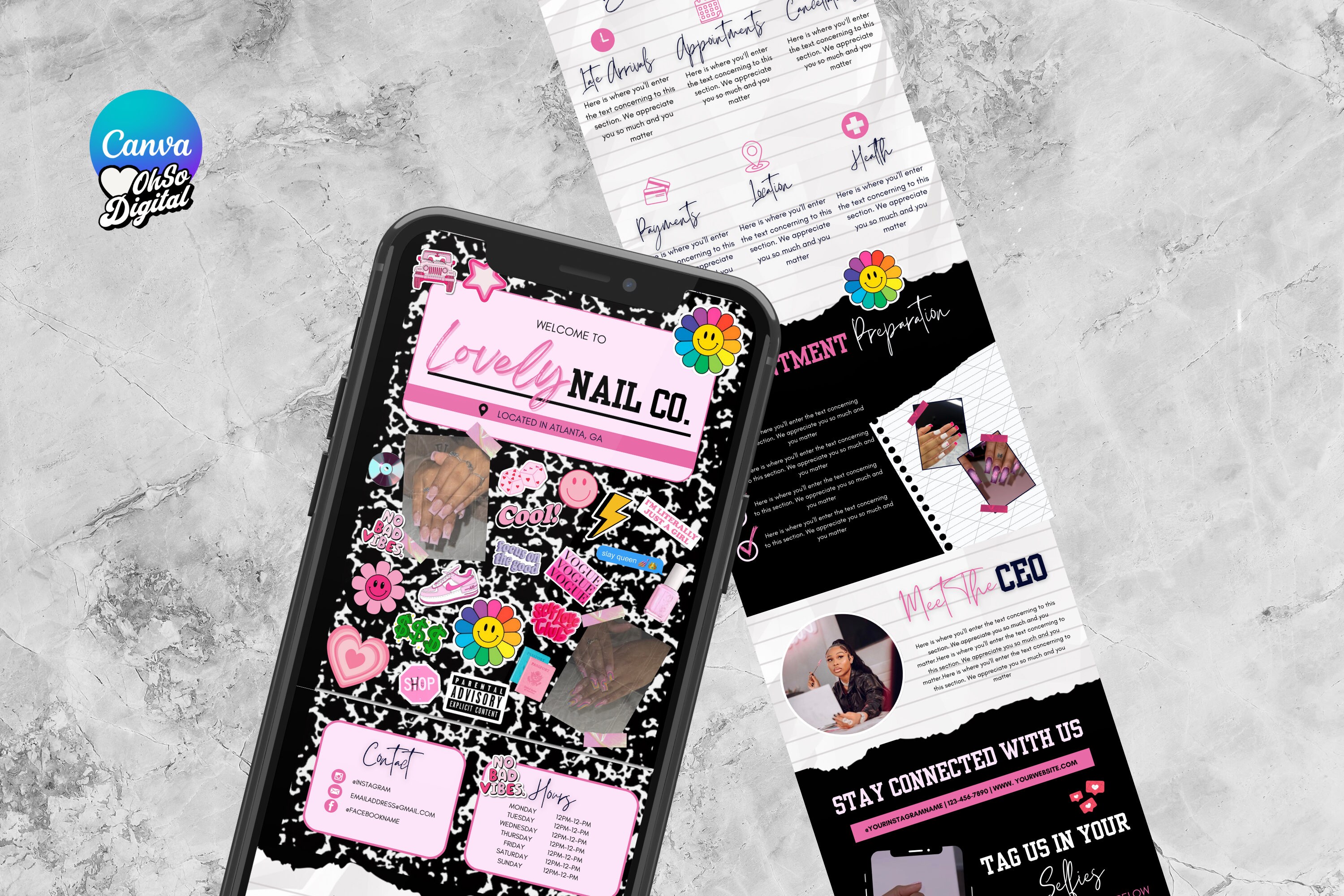 Y2k Pink Composition Notebook Website Template: Nails, Hair, Makeup ...