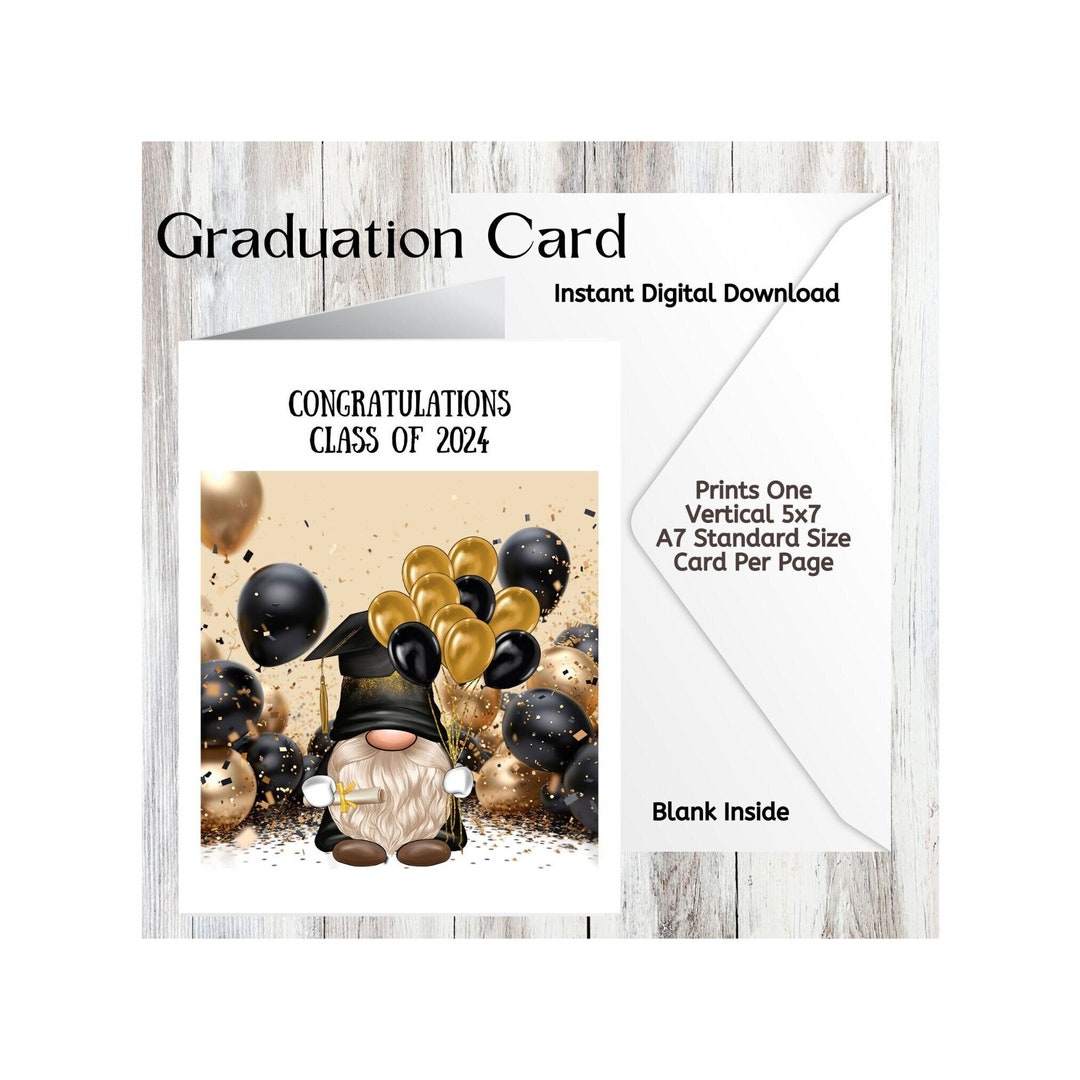 Congratulations Graduation 2024/printable Digital Download Card/gnome ...