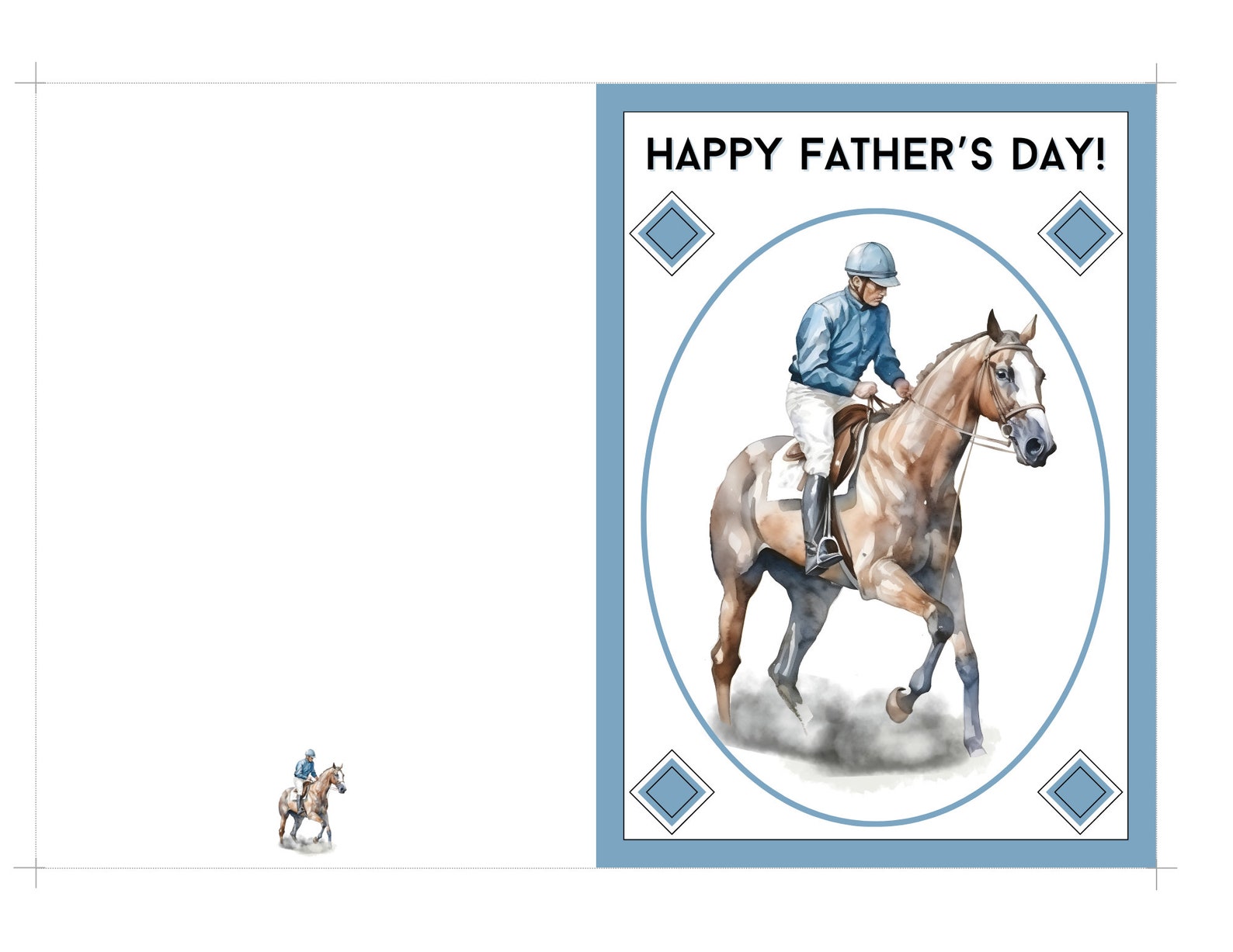 Father’s Day Race Horse Card Blue Silks Printable Digital Download 5x7 ...