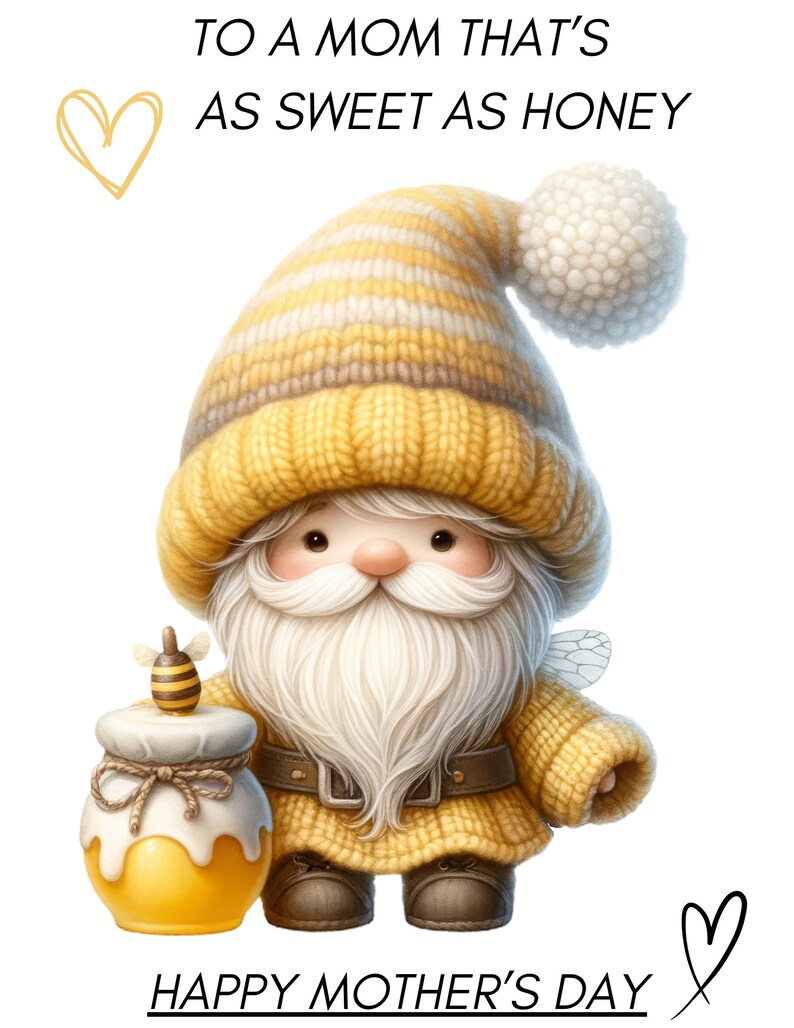 Happy Mother’s Day/printable Digital Download Card/sweet as Honey Gnome ...