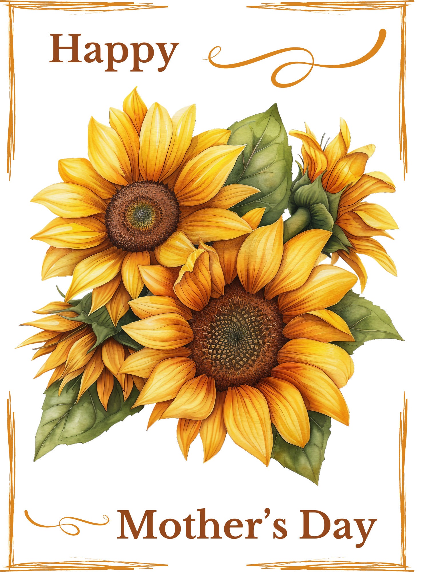 Happy Mother’s Day/printable Digital Download Card/sunflowers /5x7 (A7 ...