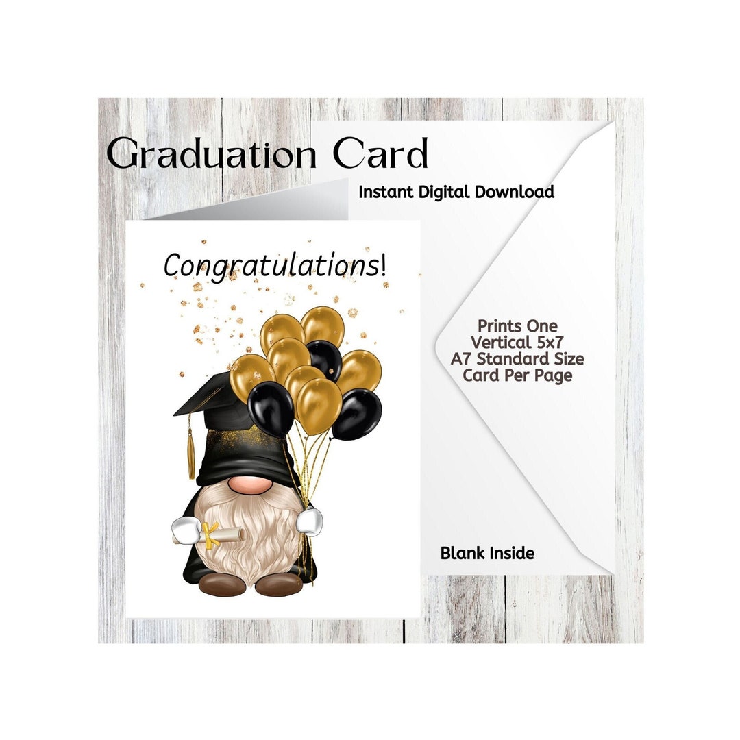 Congratulations Graduation/printable Digital Download Card/gnome ...