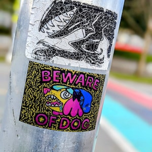 BEWARE OF DOG Sticker - Etsy