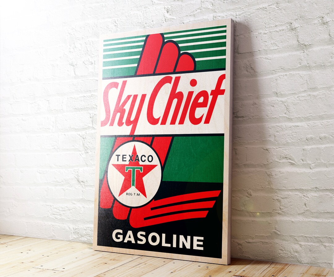 Vintage Wooden Texaco Poster Retro Poster Gasoline - Etsy