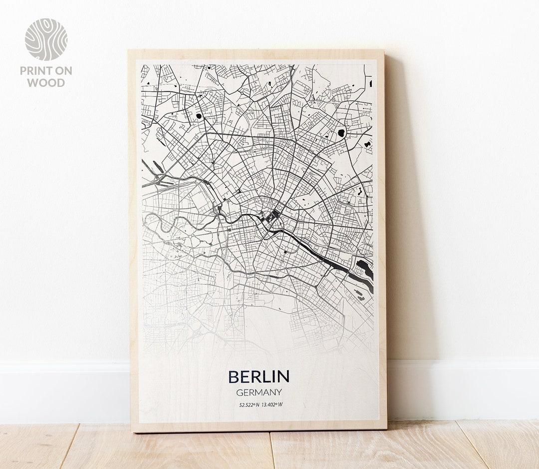 Poster map of Berlin wall decor city map of Berlin Berlin - Etsy Portugal