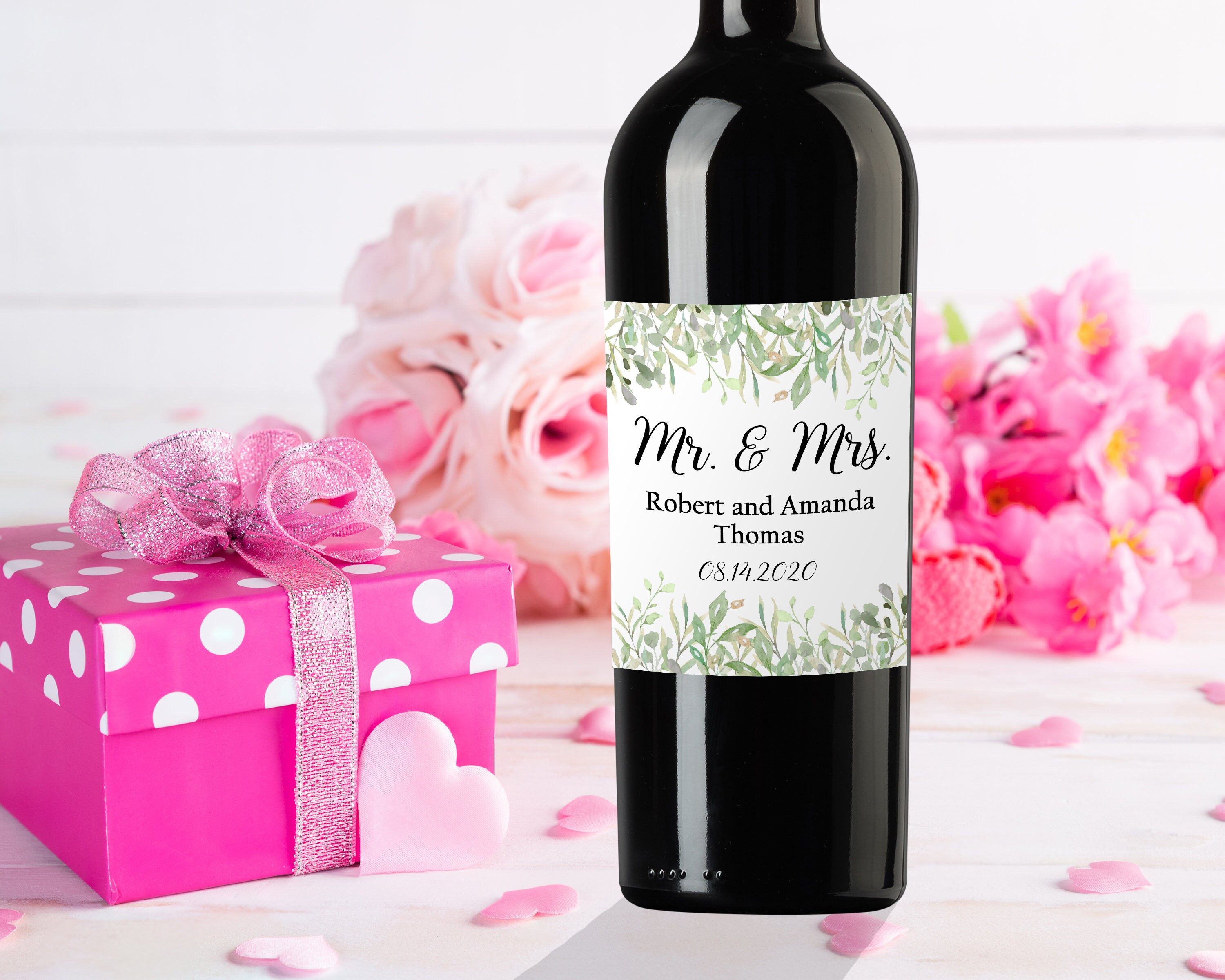Greenery Leaves Printed Wine Labels Wedding LB005 - Etsy