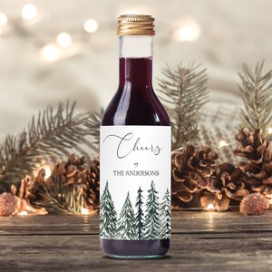 Printed Personalized Wine Labels Forest Trees Christmas Gifts for Wine ...