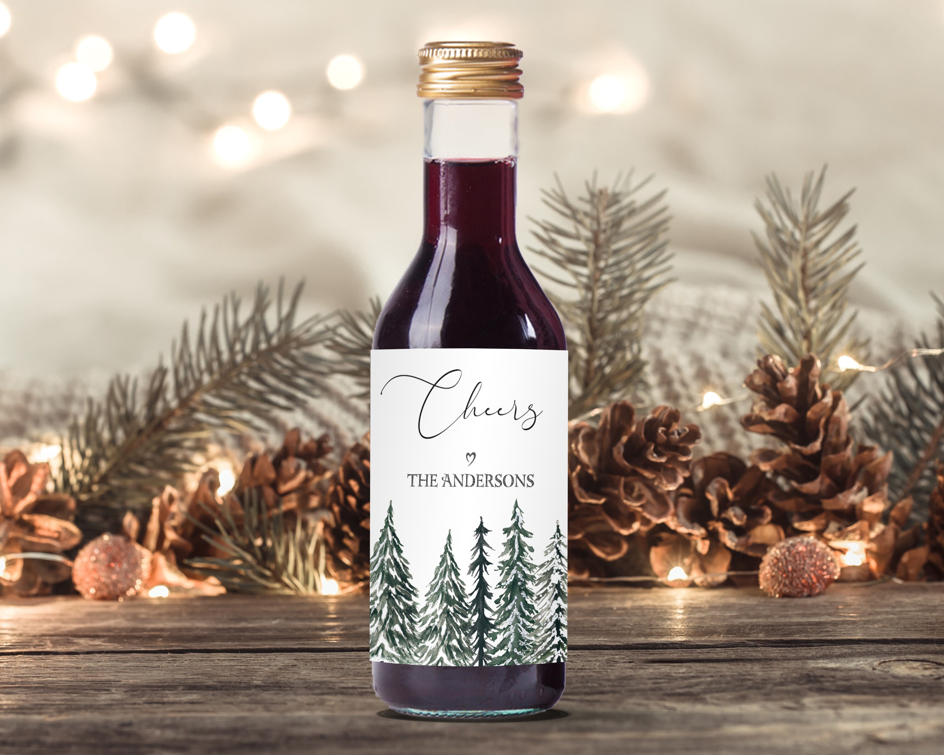 Printed Personalized Wine Labels Forest Trees Christmas Gifts - Etsy
