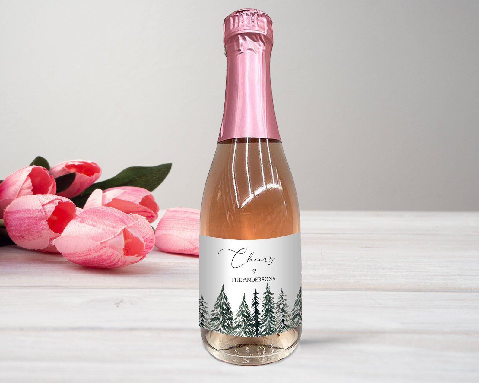Printed Personalized Wine Labels Forest Trees Christmas Gifts - Etsy