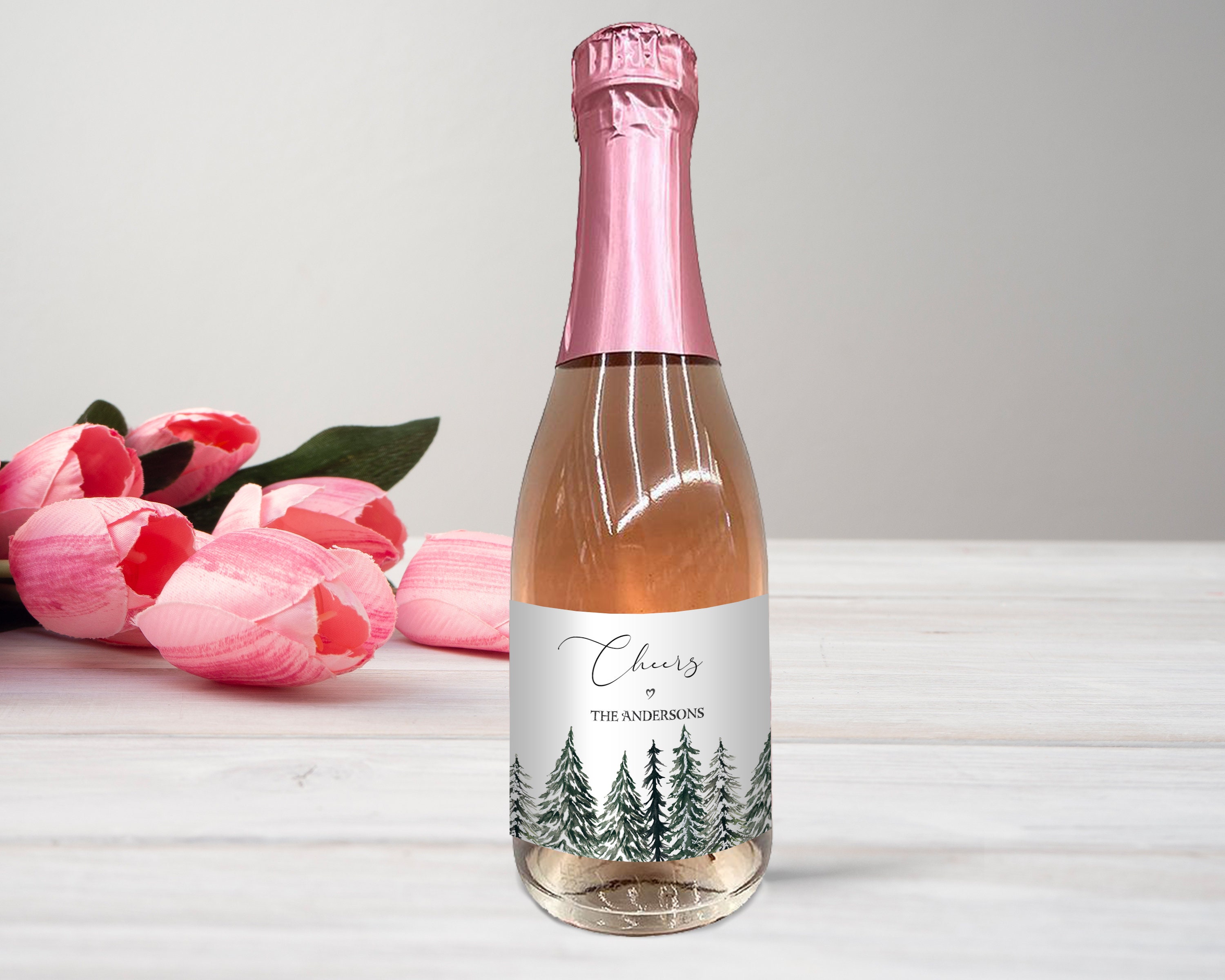 Printed Personalized Wine Labels Forest Trees Christmas Gifts - Etsy