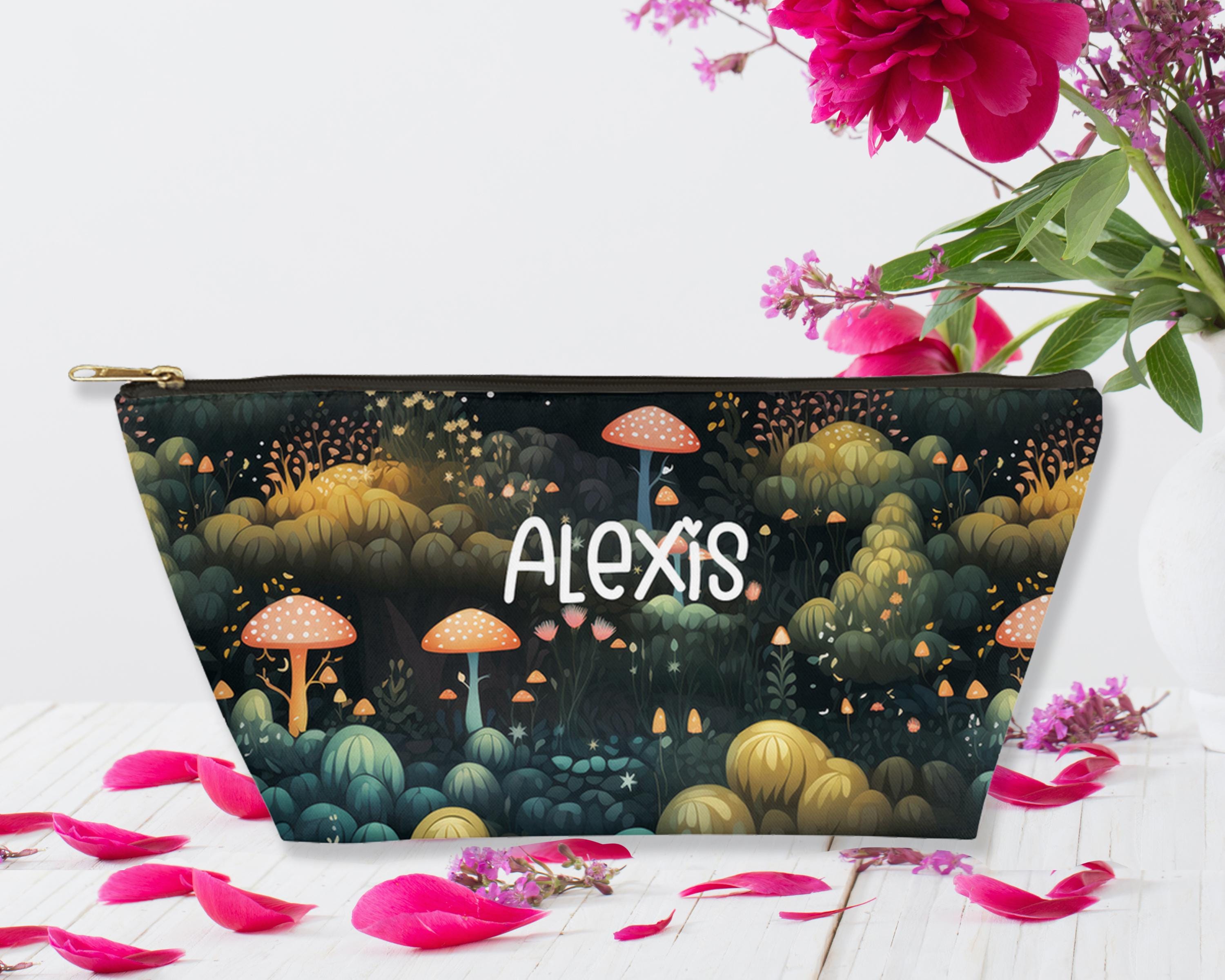 Personalized Mushroom Whimsical Makeup Bag Custom Name Small Large ...