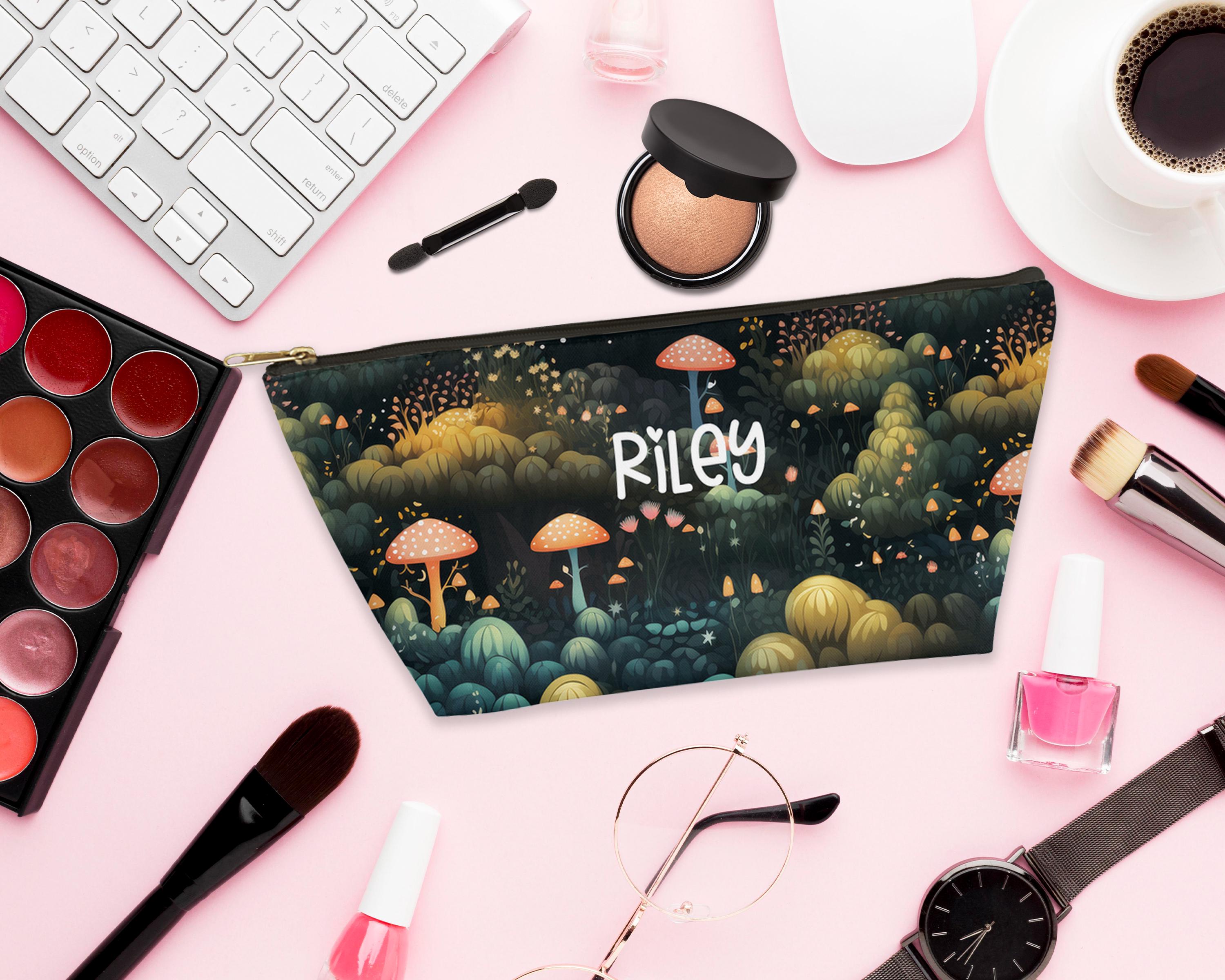 Personalized Mushroom Whimsical Makeup Bag Custom Name Small Large ...