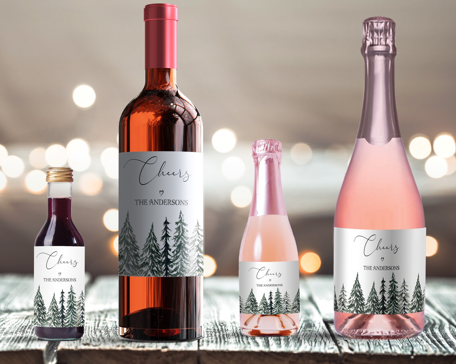 Printed Personalized Wine Labels Forest Trees Christmas Gifts - Etsy