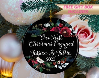 Our First 1st Christmas Engaged Ornament Custom Personalized Couples ...