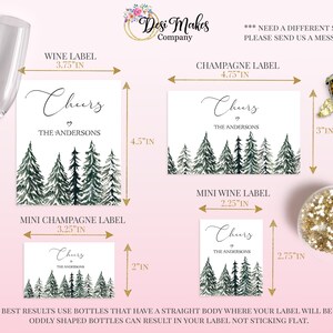 Printed Personalized Wine Labels Forest Trees Christmas Gifts for Wine ...