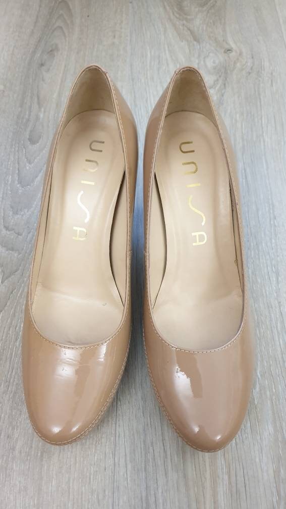 Unisa Made in Spain Luxury Patent Leather Heels Shoes,color Beige,size ...