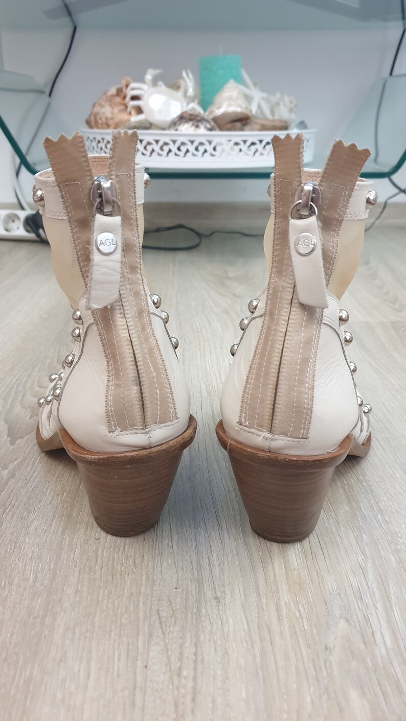 AGL Made in Italy Top Luxury Women's Ankle Boots,western Style,genuine Leather and Shoe-net ...