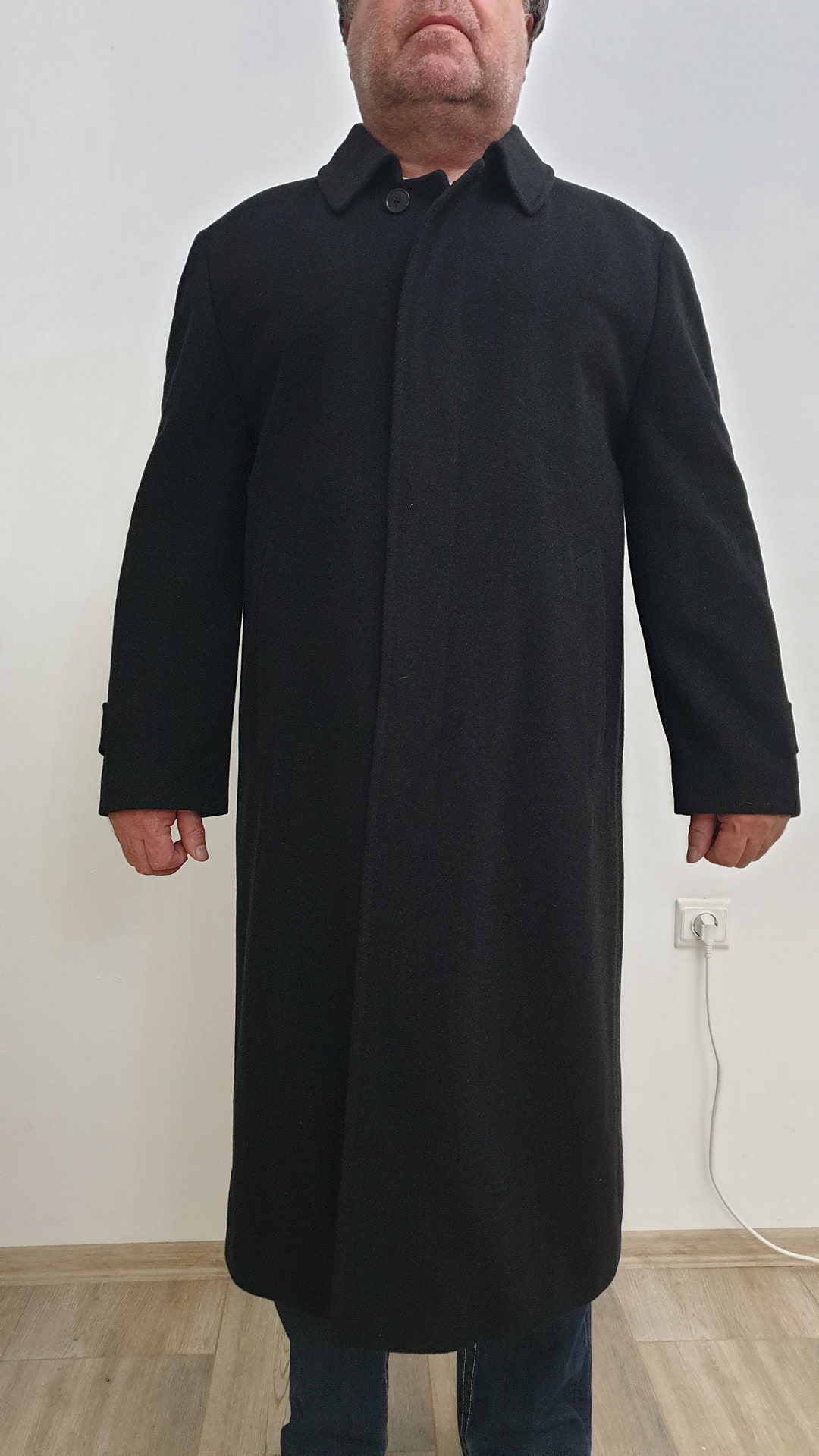 Eres Superb Luxury Pure Cashmer Men's Long Coat,black Color,size XL - Etsy