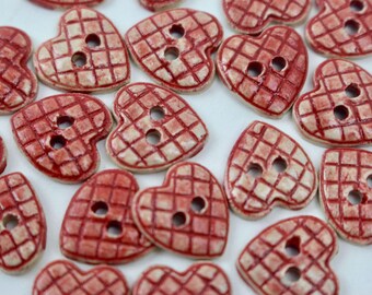Ceramic Heart Buttons - Etsy