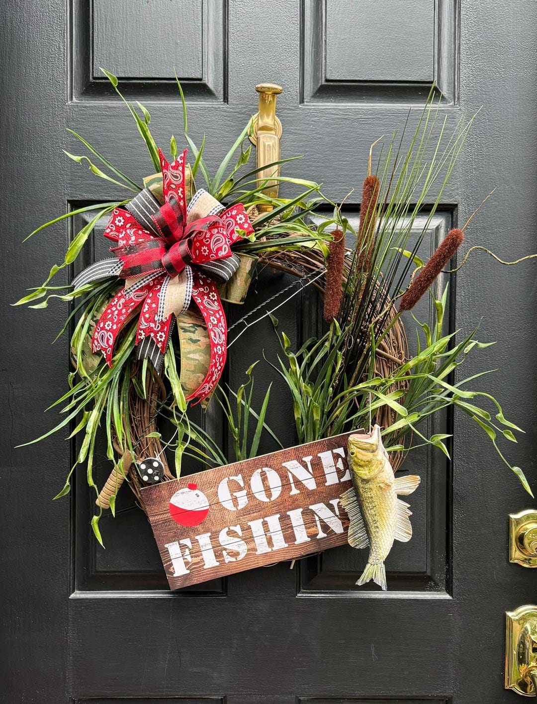 Gone Fishing Wreath/ Fisherman Wreath/ Fishing Wreath/ Sportsman ...