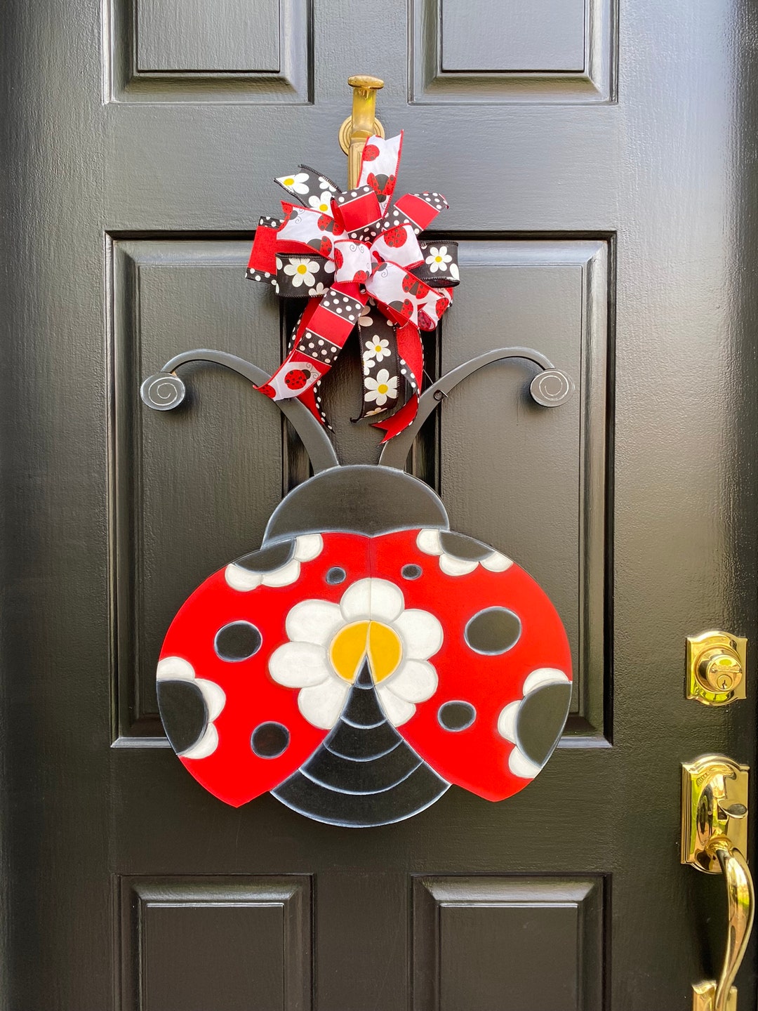 Ladybug Door Hanger/ Ladybug Wreath/ Spring Door Hanger/ Summer Door ...