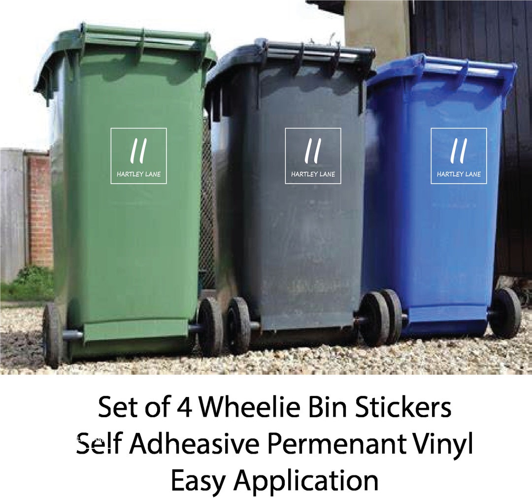 4 Xpersonalised Wheelie Bin Stickers, Vinyl Stickers for Bins, Wheelie ...