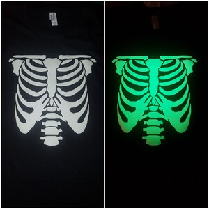 Skeleton Rib Cage X-ray Halloween Shirt Funny Skull Glow in the Dark ...