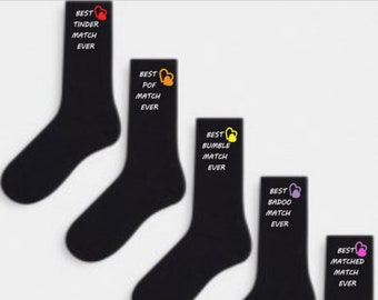 Best Tinder Match Ever/ Boyfriend Socks/ Novelty Socks/valentines Gift ...