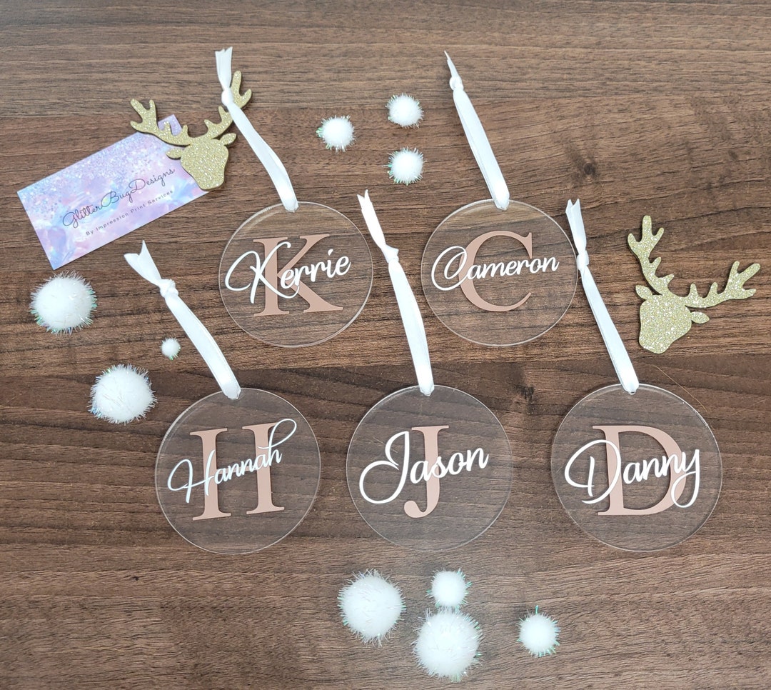 Initial & Name Bauble | Personalised Bauble | Christmas Bauble | Gold ...