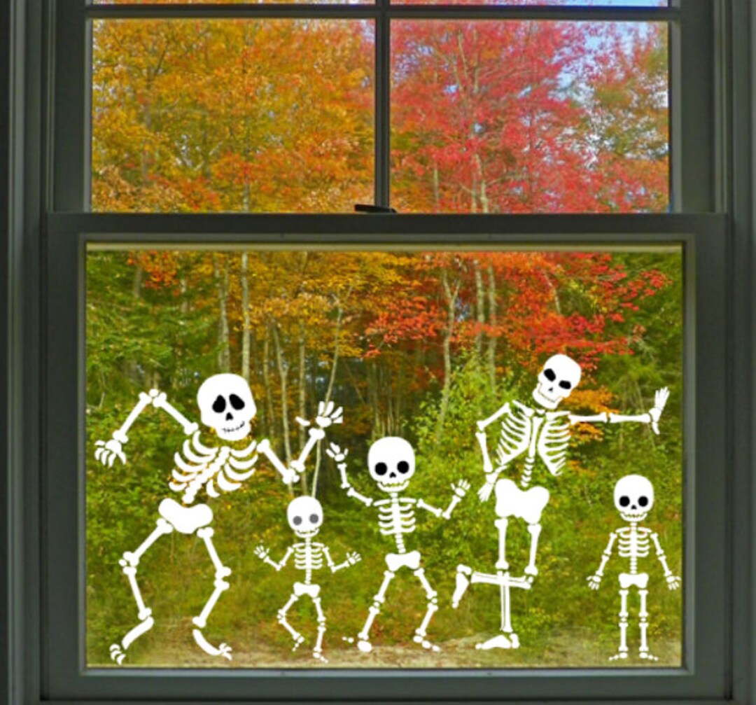 Halloween Window Clings: Bats, Ghosts, Pumpkins, Skeletons Sticker Pack ...