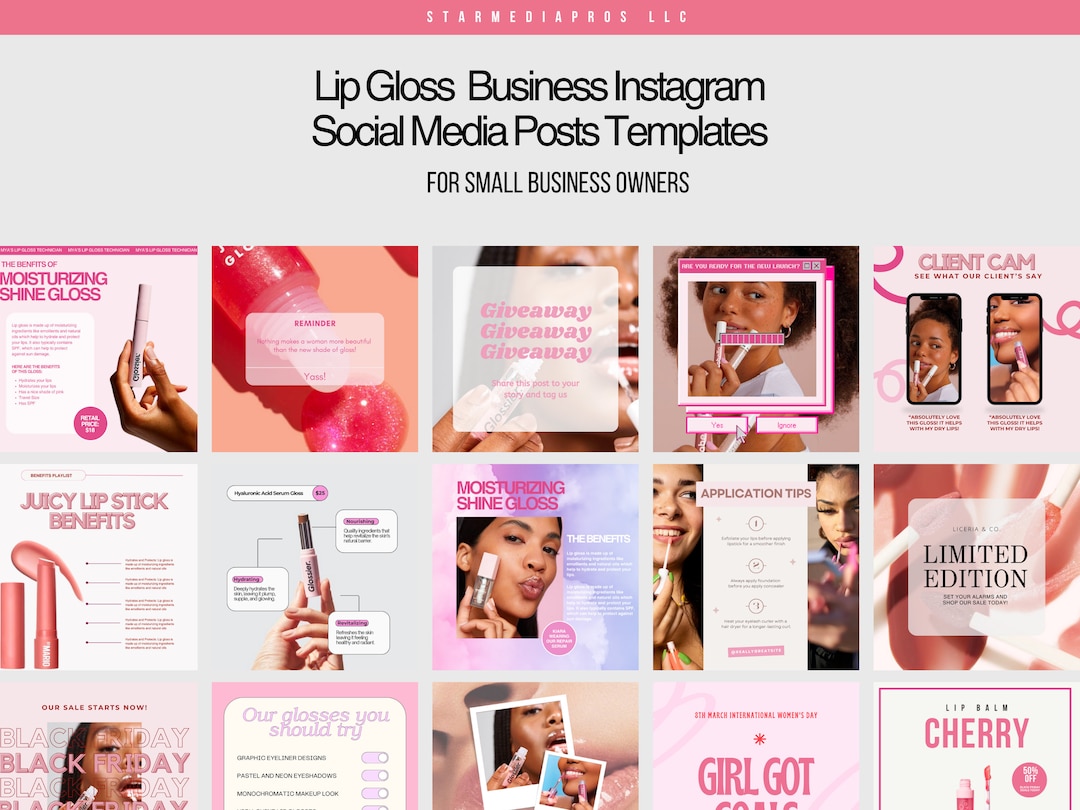 20 Instagram Templates | Social Media Templates | Lip Gloss Graphics ...