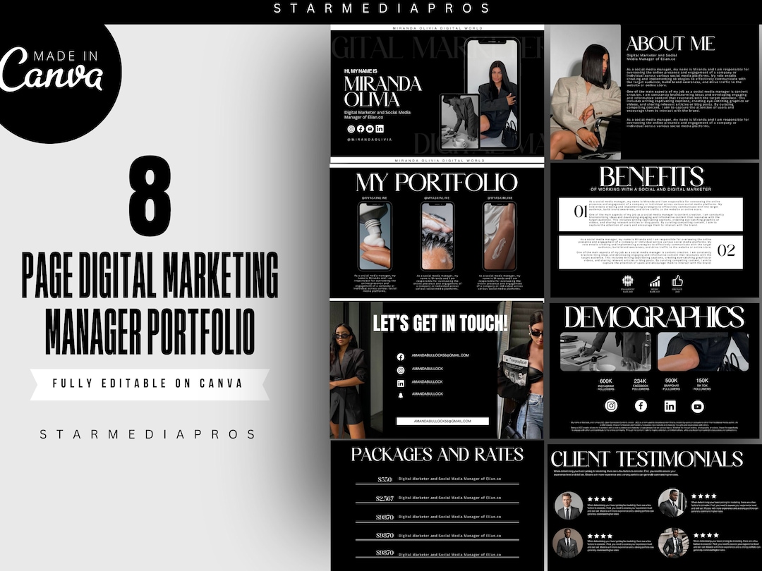 8 Page Digital Marketer Portfolio | Black Portfolio | Digital Marketing ...