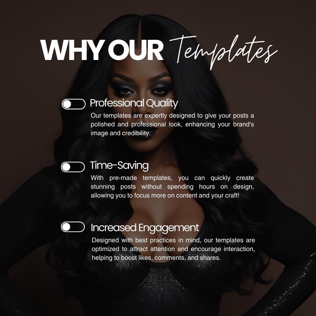 20 Hair Content Templates | Hair and Wig Business Branding | Editable ...