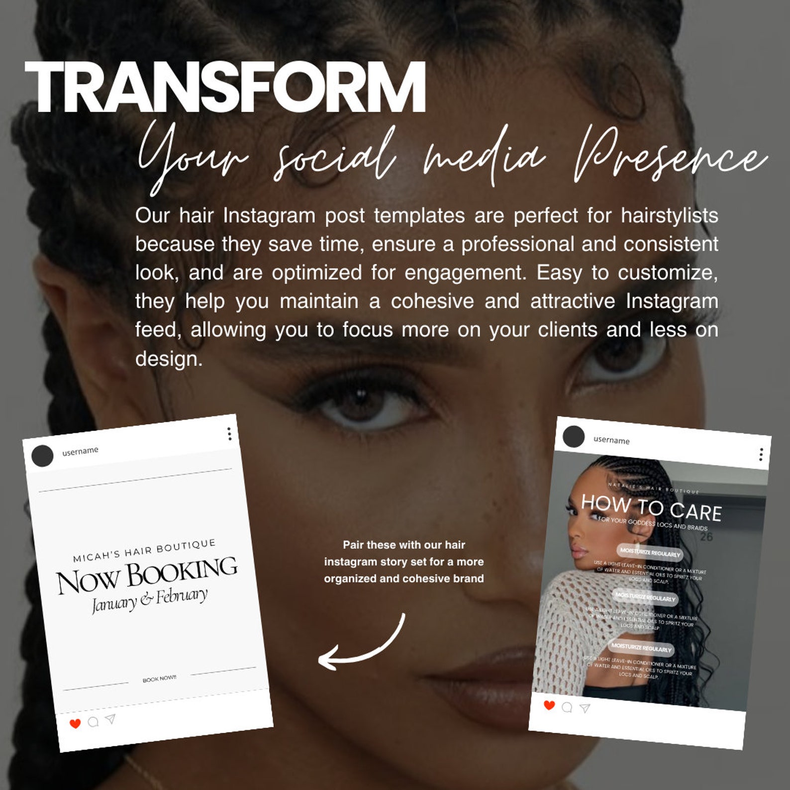 20 Hair Instagram Posts |hairstylist Instagram Templates |black Hair ...