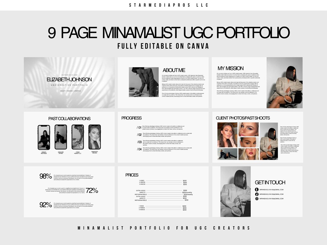 Content Creator Portfolio Editable Template | Influencer Portfolio ...