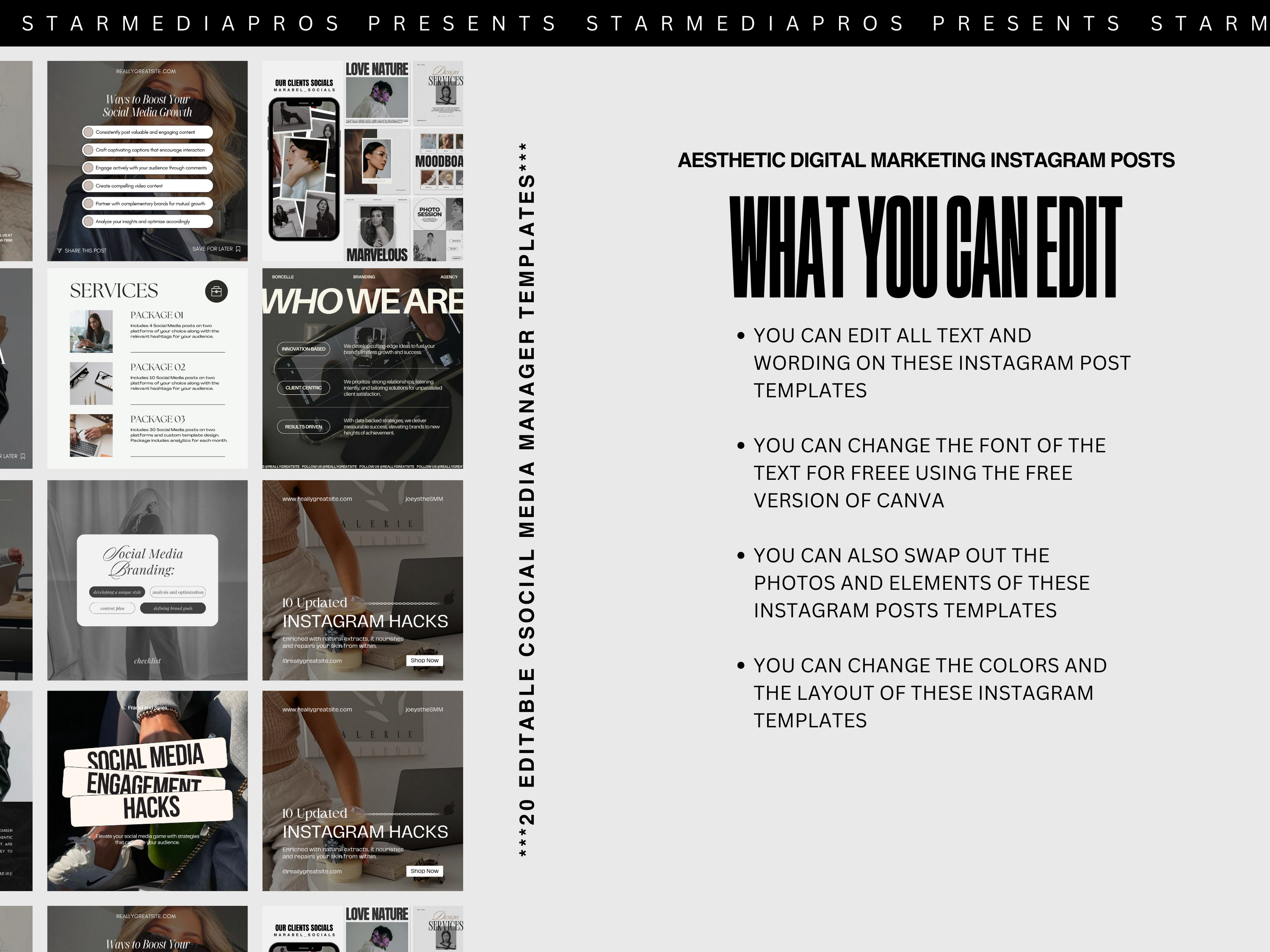 20 Instagram Posts Templates Marketing Templates Instagram Engagement ...