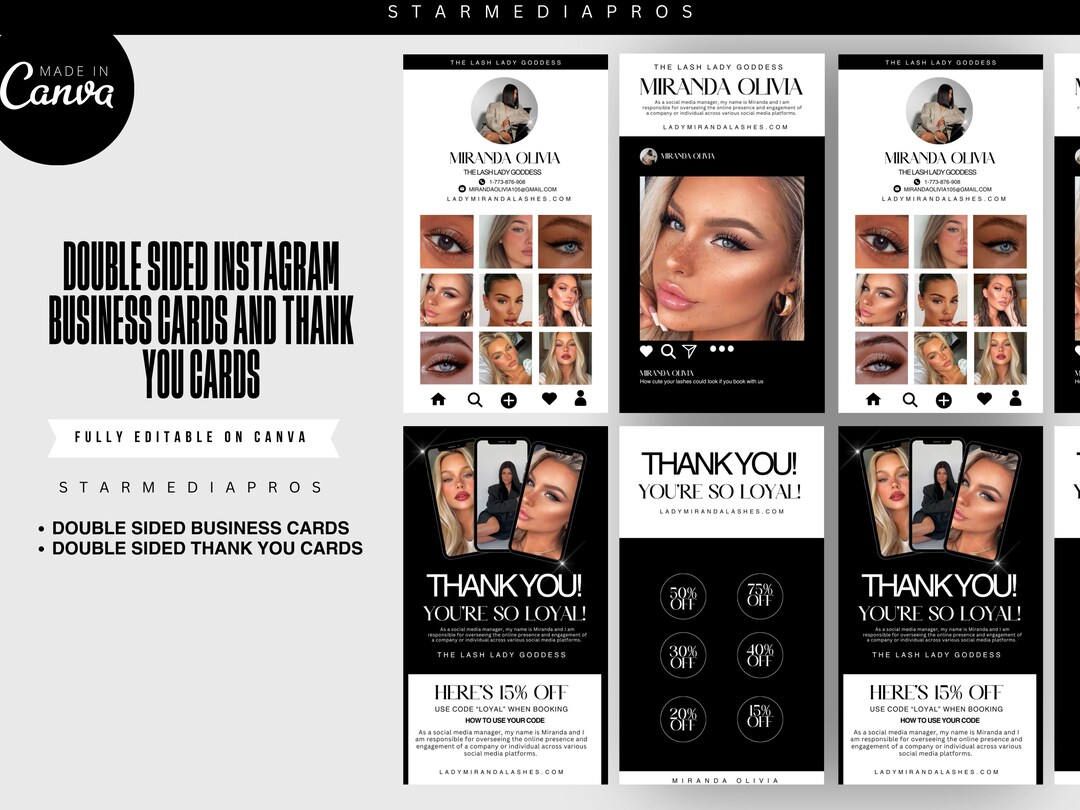 2 DOUBLE SIDED Instagram Business Cards | Beauty Instagram Business ...