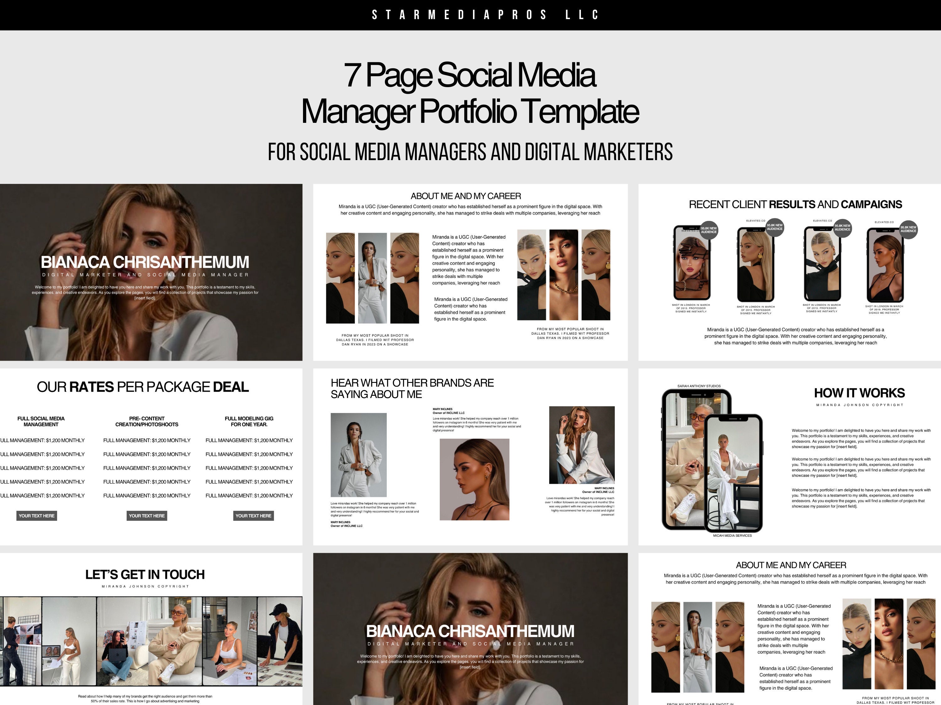Social Media Manager Portfolio Template Canva | SMM Portfolio | 7 Pages | INSTANT DOWNLOAD ...