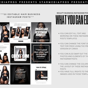 20 Hair Instagram Posts | Hairstylist Instagram Template |branding Kit ...