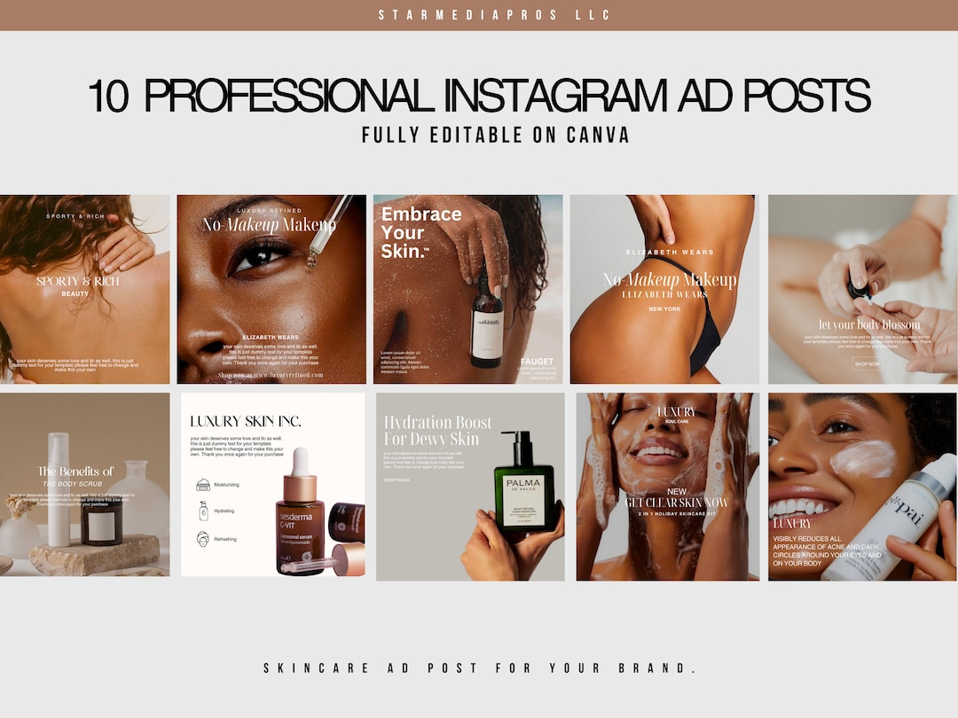 Facebook and Instagram Skincare AD Posts Template | Marketing Posts for ...