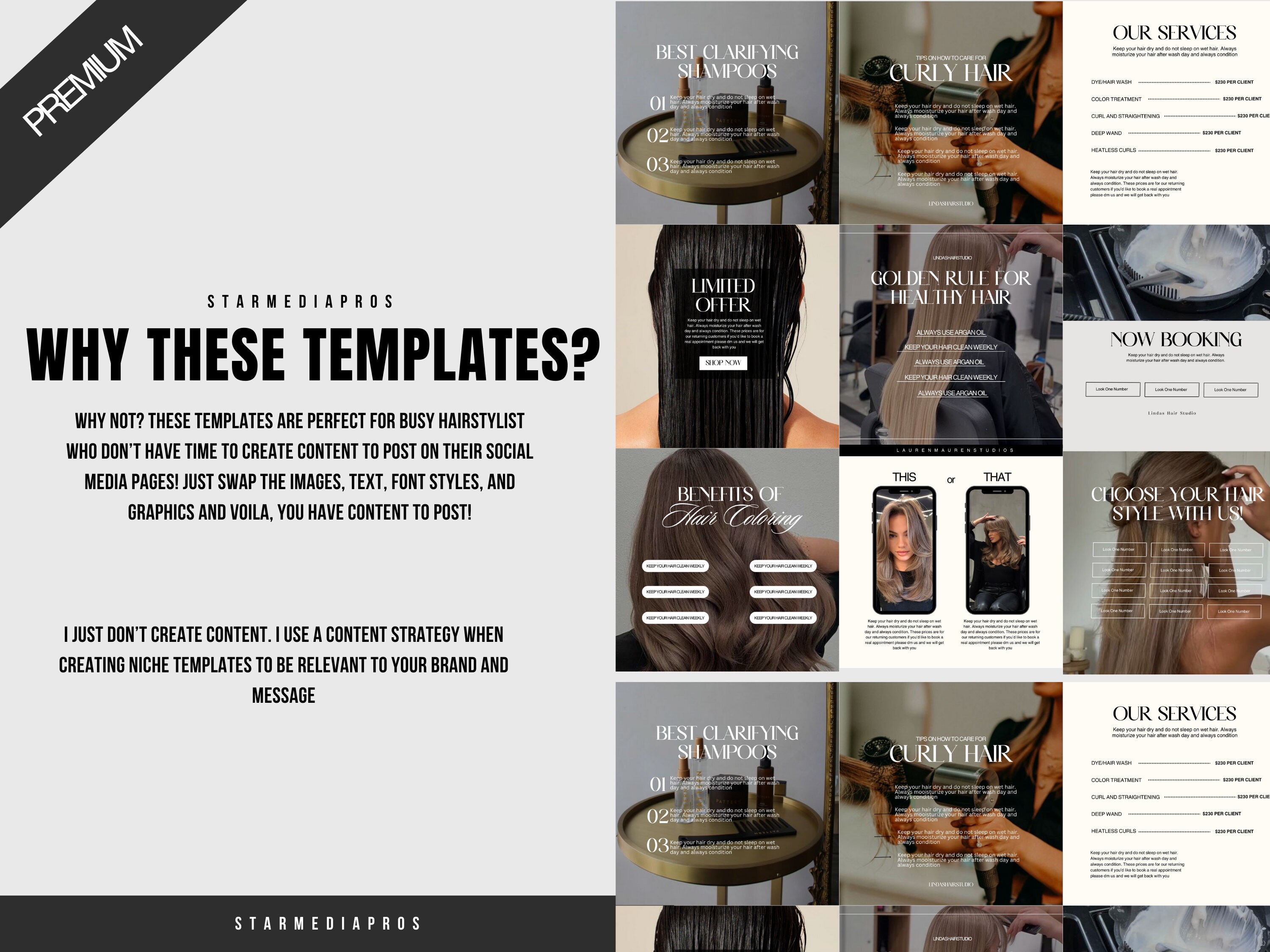 15 Luxury Hair Templates | Hairstylist Instagram Post | Hair Instagram ...