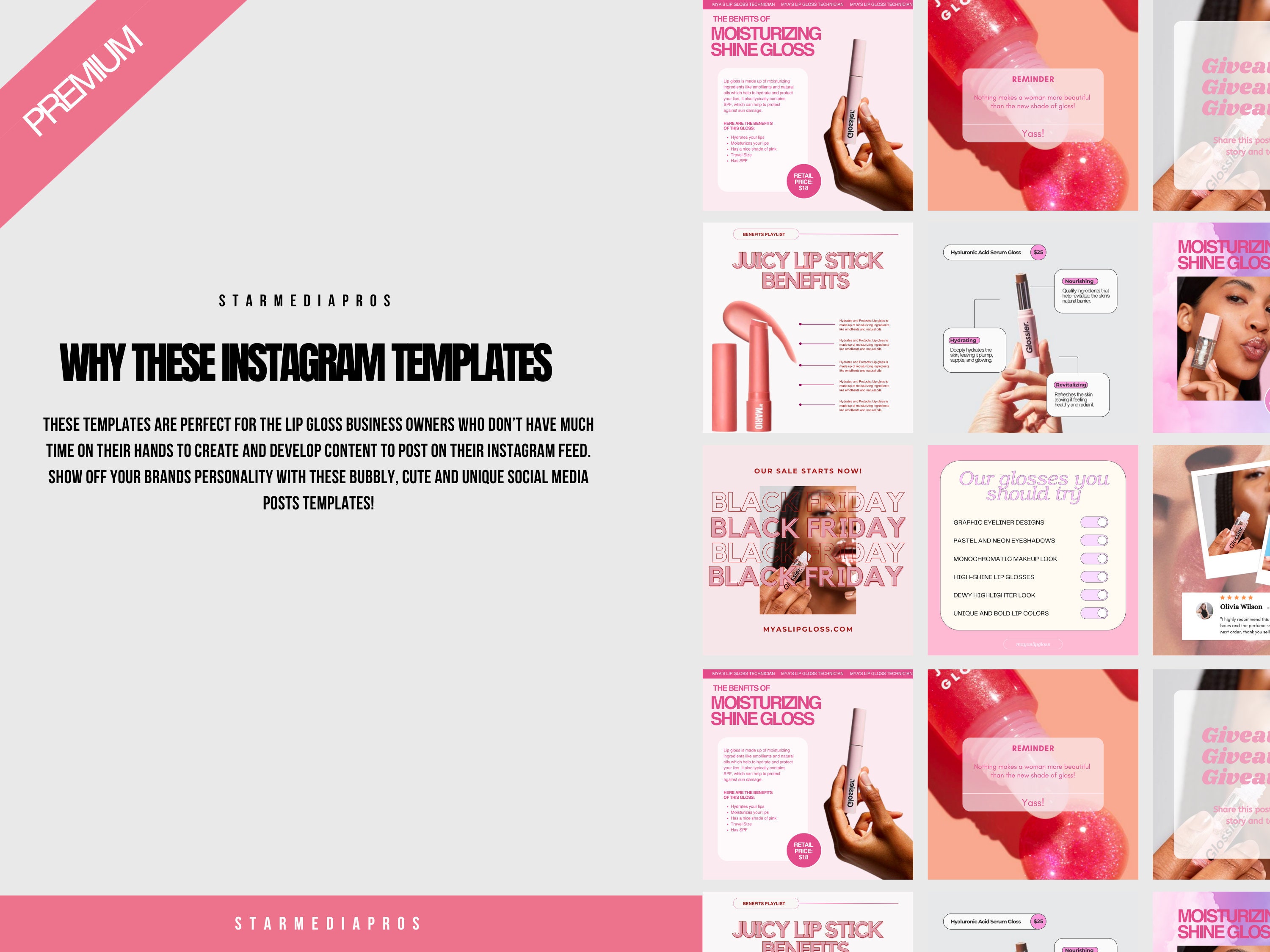 20 Instagram Templates | Social Media Templates | Lip Gloss Graphics ...