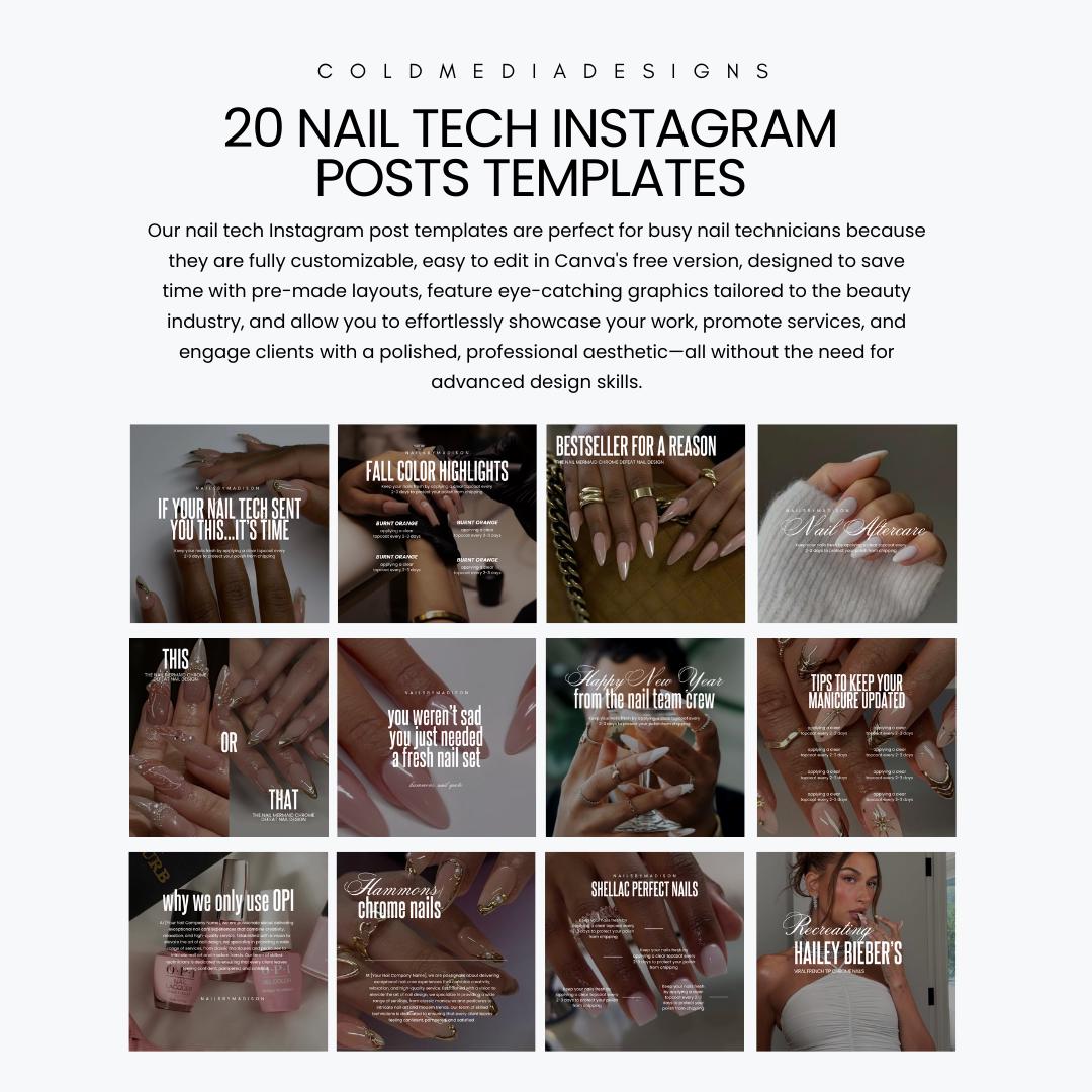 20 Nail Tech Instagram Posts Templates | Nail Artist Instagram Post ...