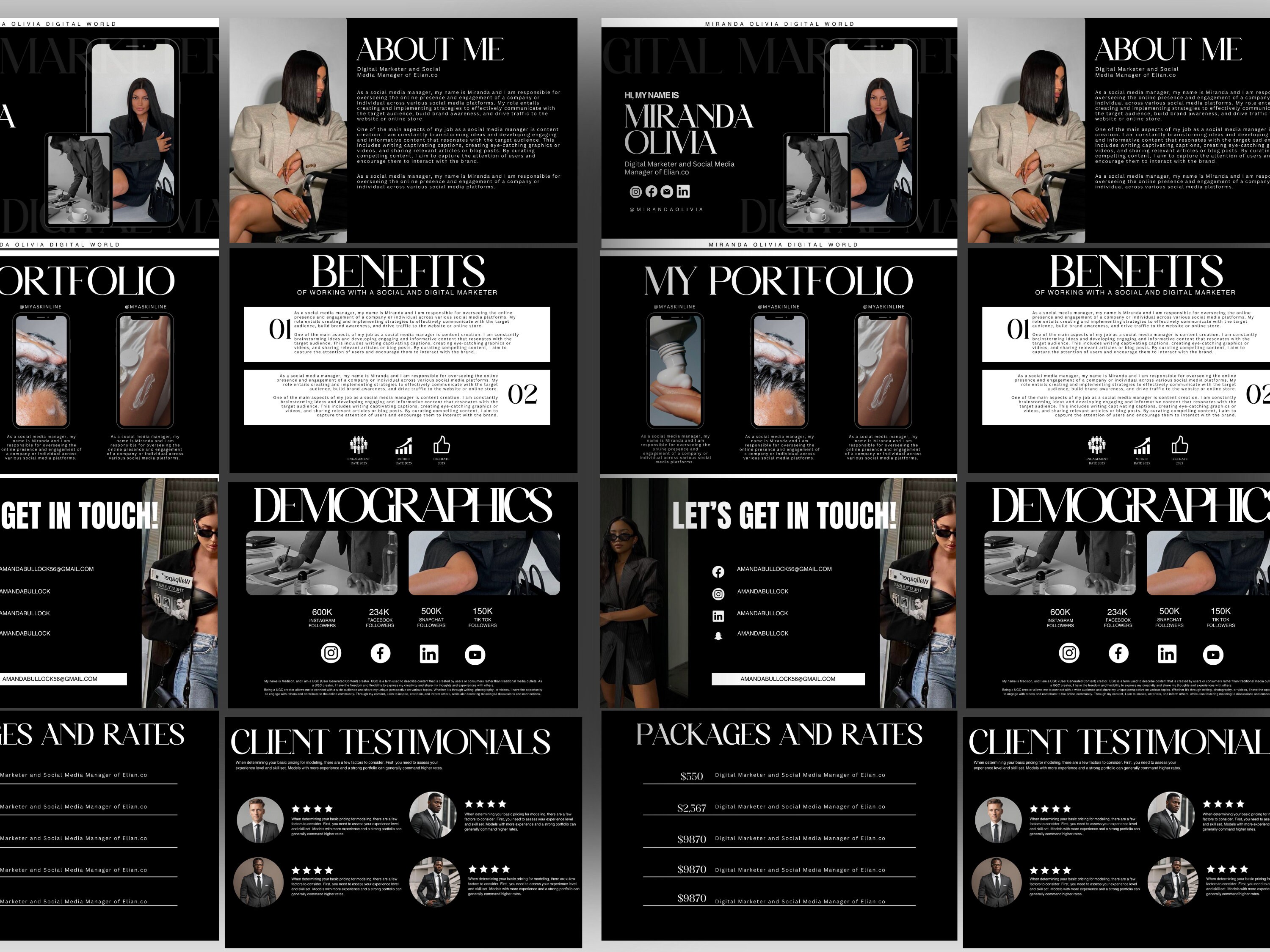 8 Page Digital Marketer Portfolio | Black Portfolio | Digital Marketing ...